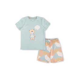 Sigikid Pyjama, Shorty Kinder Schlafanzug in Hellblau/Hellbraun/ Shorty | Gr.: 128