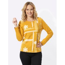 Sieh an! Rundhals-Shirt in ocker-vanille-bedruckt | Gr.: 44