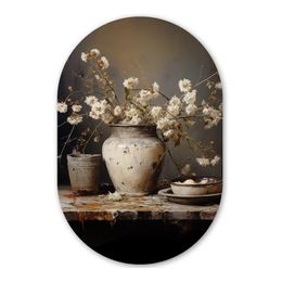 OnlyWow Ovales Wandbild Hellgrau | Gr.: 40 x 60 cm