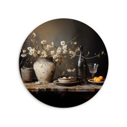 OnlyWow Rundes Wandbild Hellgrau | Gr.: 120 x 120 cm