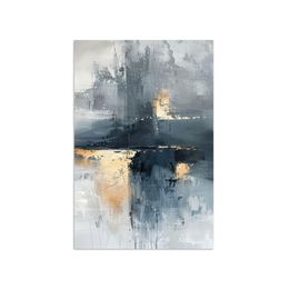 OnlyWow Poster Abstrakte Kunst gold grau | Gr.: 40 x 60 cm