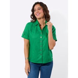 Casual Looks Damen Kurzarmbluse, gr&uuml;n, Gr. 40, unifarben, 70% Baumwolle, 30% Leinen, Blusen
