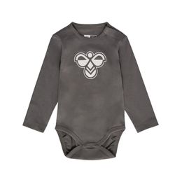 Hummel Kinder Langarmbody "Hmlmini Logo Body L/S" in Grau | Gr.: 74