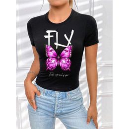 RMK T-Shirt Butterfly SCHWARZ-Pink | Gr.: M