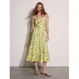 Apricot Damen Midikleid "Gestuftes Midi-Kleid", gelb, Gr. 44, gebl&uuml;mt, gewebt, Obermaterial: 91% Viskose CV. 9% Nylon NY., Kleider, mit Raffung und