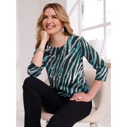 Classic Basics Damen 3/4-Arm-Shirt "Druck-Shirt", gr&uuml;n, Gr. 48, gemustert, 100% Baumwolle, Shirts
