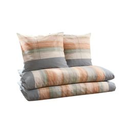 Dyckhoff Weichfrottier Bettw&auml;sche Sparpaket 4-tlg. in grau-apricot | Gr.: 135x220 cm (40x80 cm)