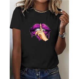 RMK Damen T-Shirt Kuss SCHWARZ-Lila | Gr.: M