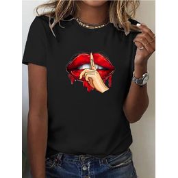 RMK Damen T-Shirt Kuss SCHWARZ-Rot | Gr.: XS