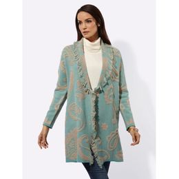 CR&Eacute;ATION L creation L Jacquard-Strickjacke in salbei-beige-gemustert | Gr.: 38