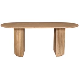 Esstisch Sit, B:180cm H:73cm T:90cm, beige, Tische, "Moderner Esstisch im Ribbed‐Design &ndash; Massiver Mangoholz‐Tisch", Massiver Mangoholz‐Esstisch mit