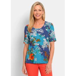 GOLDNER Shirt aus softer Baumwollmischung in blau / orange / gemustert | Gr.: 40