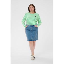 Kaffe curve Langarm-Shirt KClia Regular fit in Chalk/Bright Green-Black Heart | Gr.: L