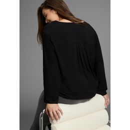 Damen Schlupfbluse "Gro&szlig;e Gr&ouml;&szlig;en", schwarz, Basic, Gr. 46, LAURA SCOTT CURVE, unifarben, Web, Obermaterial: 100% Viskose, Blusen, aus flie&szlig;ender