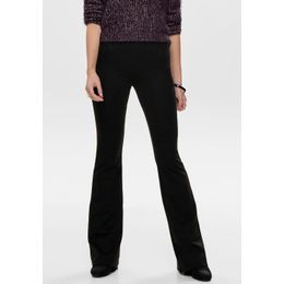 Only Damen Jerseyhose "ONLFEVER &ndash; Jerseyhose mit Stretch und ausgestelltem Bein", schwarz, Gr. S, unifarben, Jersey, Obermaterial: 95% Polyester, 5%