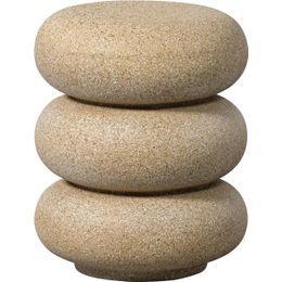 Beistelltisch Woood, B:40cm H:50cm T:40cm, beige, Wohnzimmer, Tische, "Laurel aus Magnesiumoxid mit organisch gestapelter Form 40x40x50 cm",