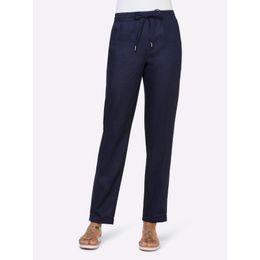 Heine Damen Leinenhose, Blau, Gr. 34, Chinos, Material: Leinen