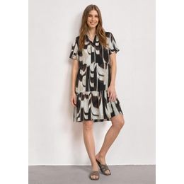 Street One Damen Blusenkleid, bunt, Gr. 34, Stoff, 88% Viskose, 12% Polyamid, Kleider, im Hemdblusen-Style