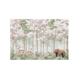 WALLARENA Fototapete Wald in Rosa | Gr.: 150 x 105 cm