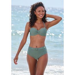 Sunseeker Damen Highwaist-Bikini-Hose, Gr&uuml;n, Gr. 34, Bikinihosen, Material: Polyamid