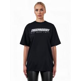 Trueprodigy Damen Oversize-Shirt "Toni F Logo Print Oversized Rundhals", schwarz, Gr. L, Obermaterial: 100% Baumwolle CO., Shirts