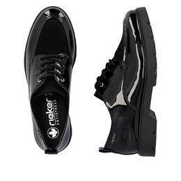 Rieker Damen Schn&uuml;rschuh, Gr. 41, schwarz, Lacklederimitat, Textil, gl&auml;nzend, Schuhe, Loafer, Halbschuh, Business-Schuh mit weicher Innensohle