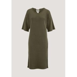hessnatur Strick Kleid Relaxed aus Leinen mit Bio-Baumwolle und LENZING ECOVERO in goldoliv | Gr.: L