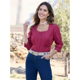 Classic Basics Damen Trachtenbluse, rot, Gr. 56, unifarben, 50% Baumwolle, 50% Polyester, Blusen