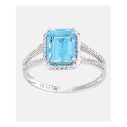 Diamant L'&eacute;ternel Ring aus 375 Wei&szlig;gold mit 0.1 Karat Diamant mit Topas | Gr.: 52