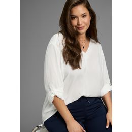 Damen Schlupfbluse "Gro&szlig;e Gr&ouml;&szlig;en", schwarz, Basic, Gr. 44, LAURA SCOTT CURVE, unifarben, Web, Obermaterial: 100% Viskose, Blusen, aus flie&szlig;ender