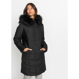 bonprix Damen Steppmantel, schwarz, Gr. 52, unifarben, Web, Obermaterial: 100% Polyester. Einsatz: 100% Viskose. Futter: 100% Polyester, M&auml;ntel,