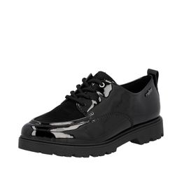 Rieker Damen Schn&uuml;rschuh, Gr. 42, schwarz, Lacklederimitat, Textil, gl&auml;nzend, Schuhe, Loafer, Halbschuh, Business-Schuh mit weicher Innensohle