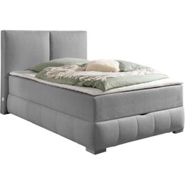 Boxbett OTTO HOME, B:150cm L:213cm, grau, Komplettbetten, "Wehma mit Kopfteil inkl. Bettkasten", in H2, H3 & H4 w&auml;hlbar, inklusive Topper