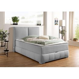 Boxbett OTTO HOME, B:150cm L:213cm, grau, Komplettbetten, "Wehma mit Kopfteil inkl. Bettkasten", in H2, H3 & H4 w&auml;hlbar, inklusive Topper