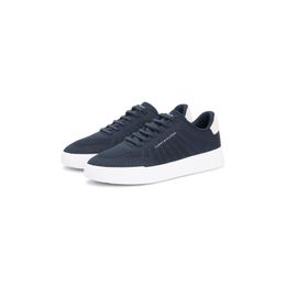 Tommy Hilfiger Herren Slip-On Sneaker "TH COURT KNIT", Gr. 45, blau, Textil, Strukturmuster, unifarben mit Farbeinsatz, Schuhe, Freizeitschuh,