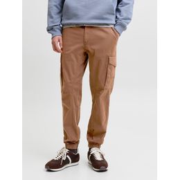 Jack & Jones JACK & JONES Herren Cargohose "PAUL FLAKE", braun, Gr. 30, unifarben, Web, Obermaterial: 98% Baumwolle, 2% Elasthan, Hosen, Baumwollmischung, regular