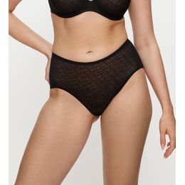 Triumph Damen Maxislip "Signature Sheer", Gr. 44schwarz, Obermaterial: 51% Polyamid, 49% Elasthan, Unterhosen, Monogramm-T&uuml;ll