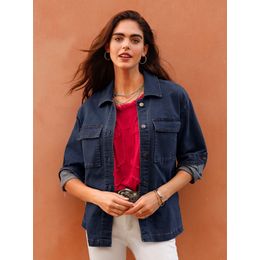 Heine Damen Jeansjackeblau, stone, washed, Gr. 40, unifarben, 81% Baumwolle, 17% Polyester, 2% Elasthan, Jacken