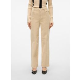 V&eacute;ro Moda VERO MODA Damen Cordhose "VMTESSA HR WIDE CORDUROY PANTS GA NOOS", beige, Gr. 26, unifarben, Cord, Obermaterial: 98% Baumwolle, 2% Elasthan, Hosen,