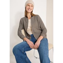 Cecil Damen Sweatjacke, grau, Gr. S, Strukturmuster, Sweatware, Obermaterial: 72% Polyester, 25% Viskose, 3% Elasthan, Sweatjacken, mit
