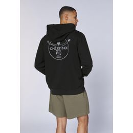 Chiemsee Herren Kapuzensweatshirt, schwarz, Gr. L, unifarben, 80% Baumwolle, 20% Polyester, Sweatshirts, - mit gro&szlig;em R&uuml;ckenprint