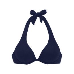 s.Oliver Damen B&uuml;gel-Bikini-Top "Oana", blau, Gr. 36, Strukturmuster, Microfaser, Bikini-Oberteile, mit Strukturmuster