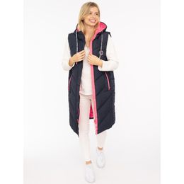 Zwillingsherz Damen Steppweste ""Strandgl&uuml;ck"", blau, Gr. M, mehrfarbig, Steppware, Obermaterial: 100% Polyester, Westen, seitlicher Print, Kapuze,