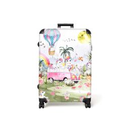 NoBoringSuitCases Suitcase, Koffer, Reisekoffer Einhorn rosa gr&uuml;n | Gr.: 36 L
