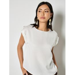 Apricot Damen T-Shirt "Gewebtes T-Shirt", beige, Gr. 34, uni, gewebt, Obermaterial: 100% Lyocell CLY., Tops