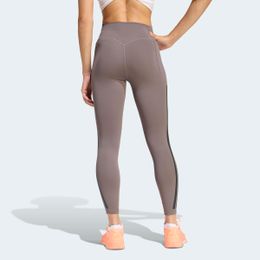 Damen Trainingstights "OPTIME WORKOUT 3-STREIFEN 7/8 LEGGINGS", beige, Gr. XS, adidas Performance, Obermaterial: 73% Polyester, 27% Elasthan, Hosen