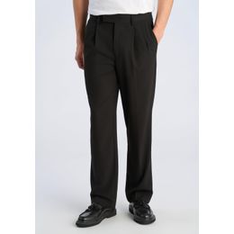 LINDBERGH Herren Stoffhose "Stoffhose Wide Fit", schwarz, Gr. L, meliert, Obermaterial: 65% Polyester, 31% Viskose, 4% Elasthan, Hosen