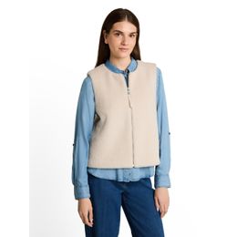 Tom Tailor Damen Fellimitatweste, beige, Gr. XS, unifarben, Fleece, Obermaterial: 54% Polyamid, 46% Polyester. Futter: 100% Polyester, Westen, mit