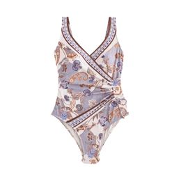 next Badeanzug Damen Gr&ouml;&szlig;e XXL ecru / taubenblau / schoko / hellbraun