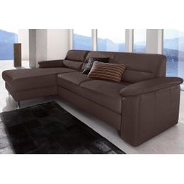 Sit & More Ecksofa SIT & MORE, B:251cm H:85cm T:165cm, braun, NaturLEDER (echtes Rindsleder), Korpus in Kunstleder SOFTLUX;Luxus-Microfaser (100%